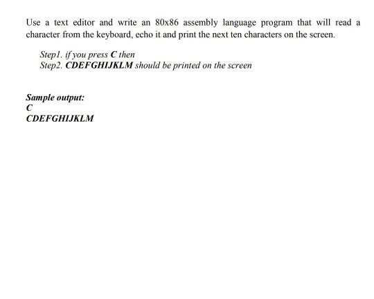 Solved Use a text editor and write an 80x86 assembly | Chegg.com