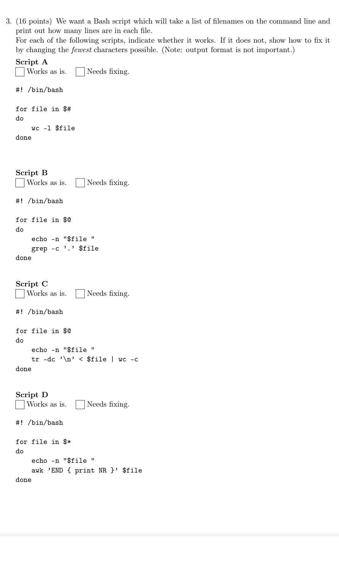Solved 3 16 Points We Want A Bash Script Which Will Take Chegg solved-3-16-points-we-want-a-bash-script-which-will-take-chegg