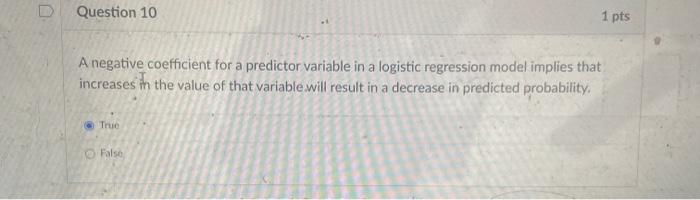 Solved A negative coefficient for a predictor variable in a | Chegg.com