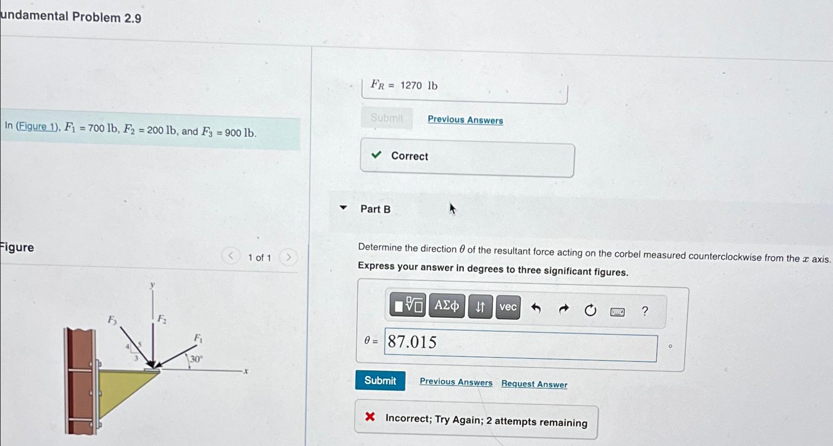 Solved undamental Problem 2.9FR=1270lbIn (Figure | Chegg.com