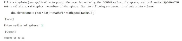 Solved Vrite a complete Java application to prompt the user | Chegg.com