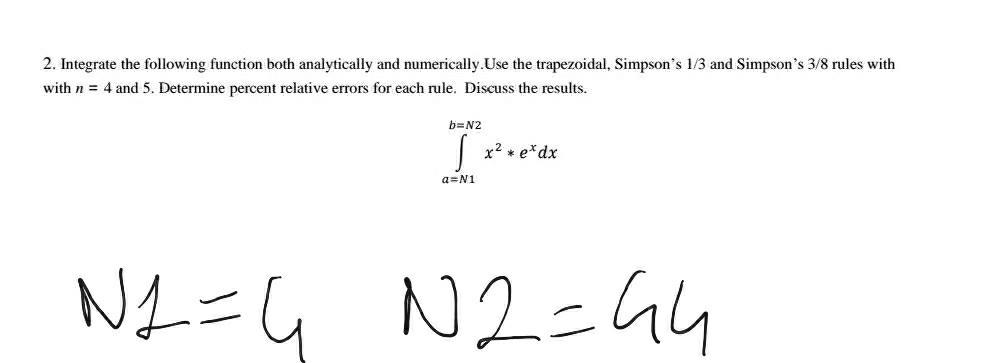 Solved 2. Integrate the following function both analytically | Chegg.com