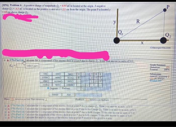 Solved (10\%) Problem 4: A positive charge of magnitude | Chegg.com
