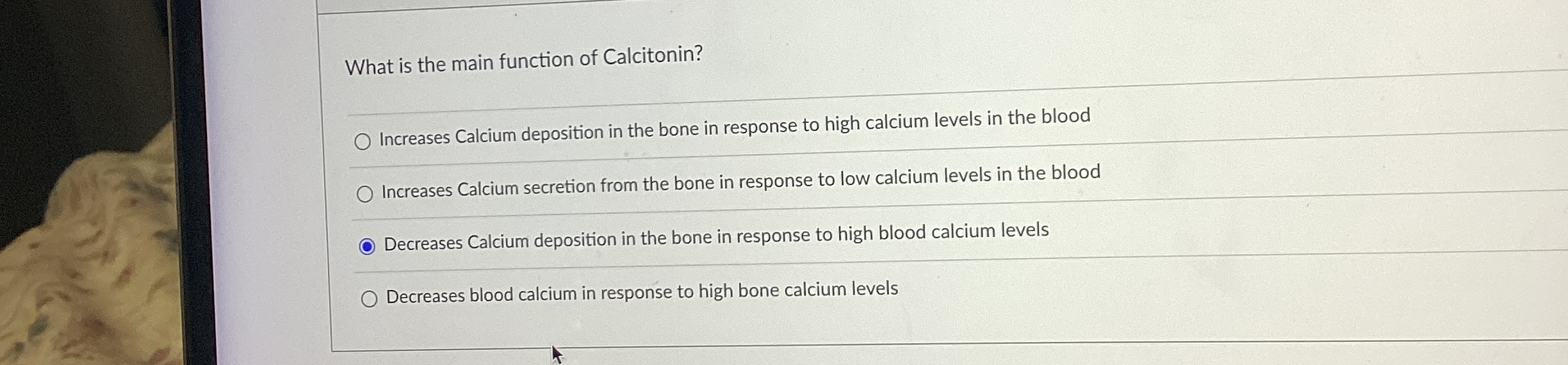 Solved What is the main function of Calcitonin?Increases | Chegg.com