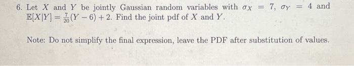 Solved 6 Let X And Y Be Jointly Gaussian 2288