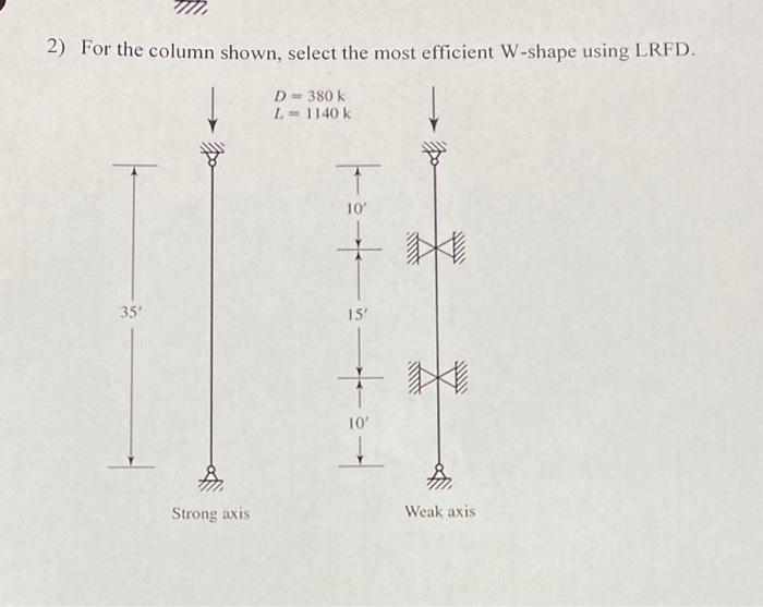Solved 2) For the column shown, select the most efficient | Chegg.com