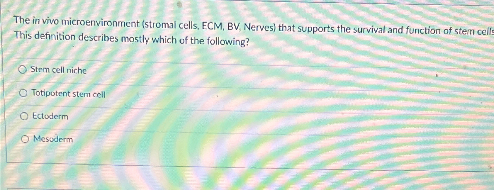 Solved The in vivo microenvironment (stromal cells, ECM, BV, | Chegg.com