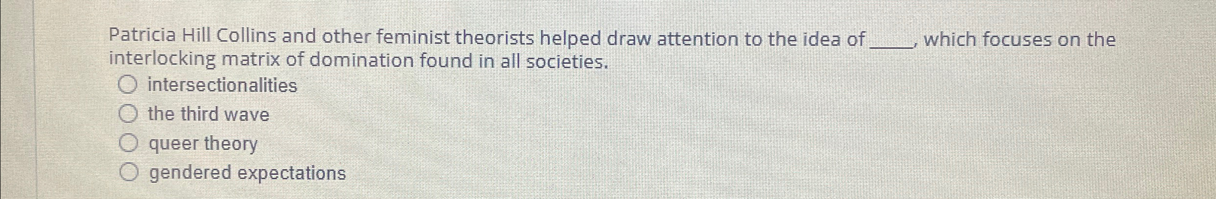 Solved Patricia Hill Collins and other feminist theorists | Chegg.com