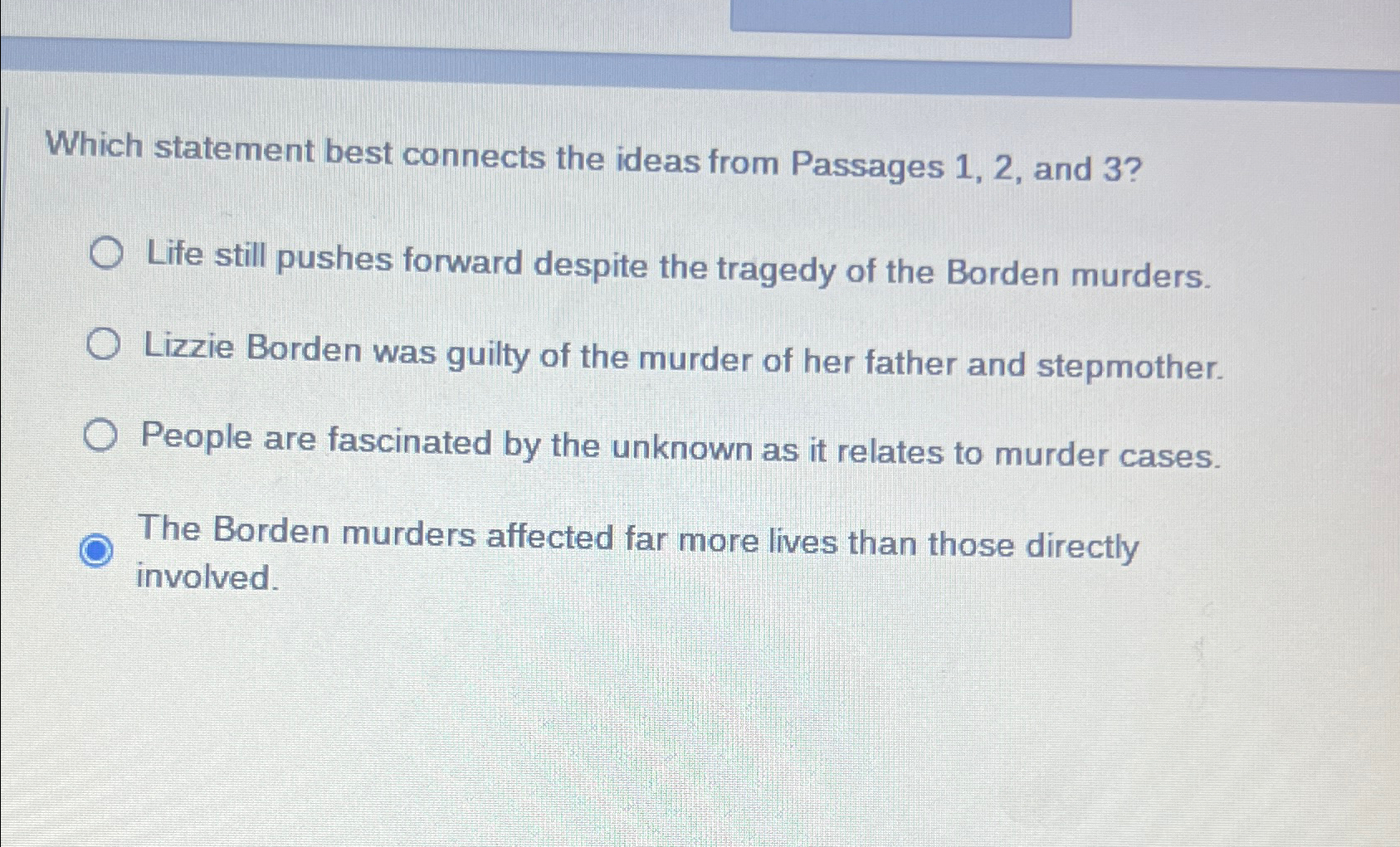 Solved Which statement best connects the ideas from Passages | Chegg.com