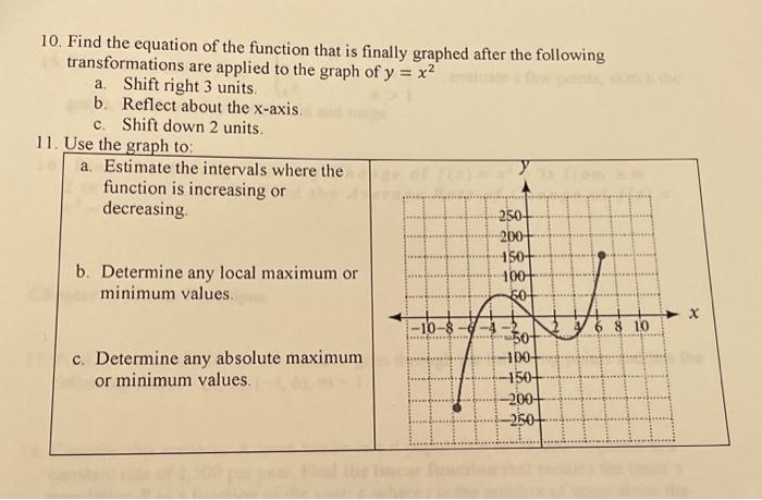 Solved Part 2 10. Find the equation of the function that is | Chegg.com
