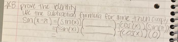 Solved prove the identity use the subtraction formula for | Chegg.com