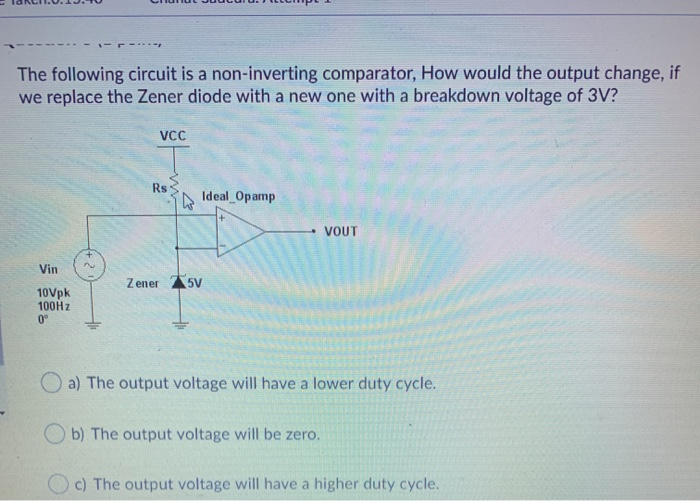 Solved The following circuit is a non-inverting comparator, | Chegg.com