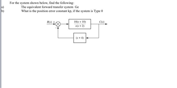 Solved a) b) For the system shown below, find the following: | Chegg.com