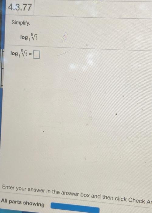 Solved 4.3.77 Simplify log, log, V = 0 Enter your answer in | Chegg.com