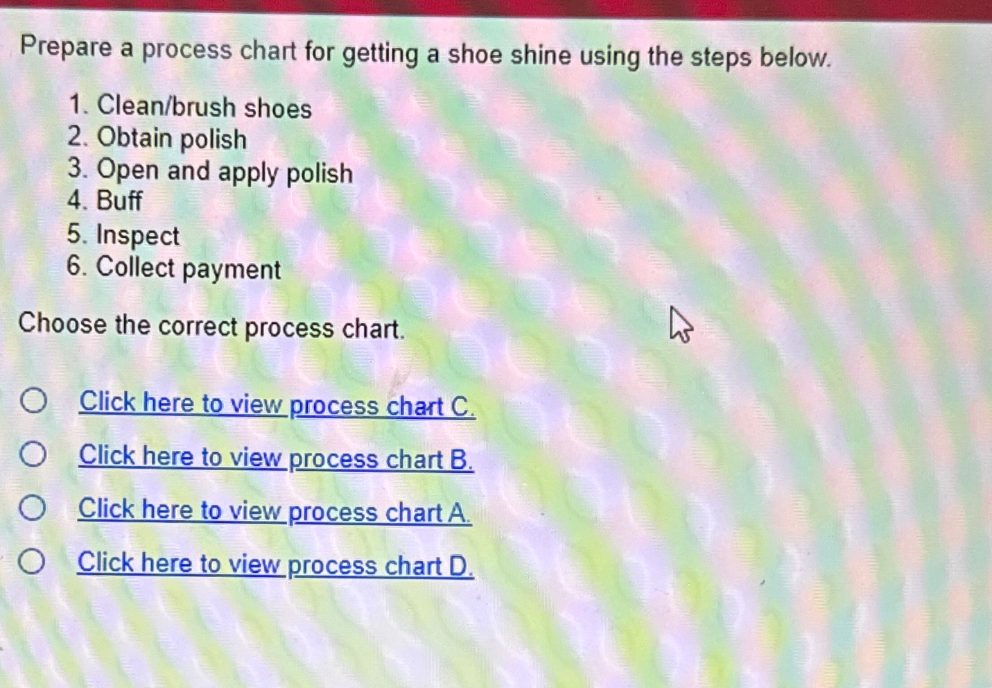 Solved Prepare a process chart for getting a shoe shine | Chegg.com