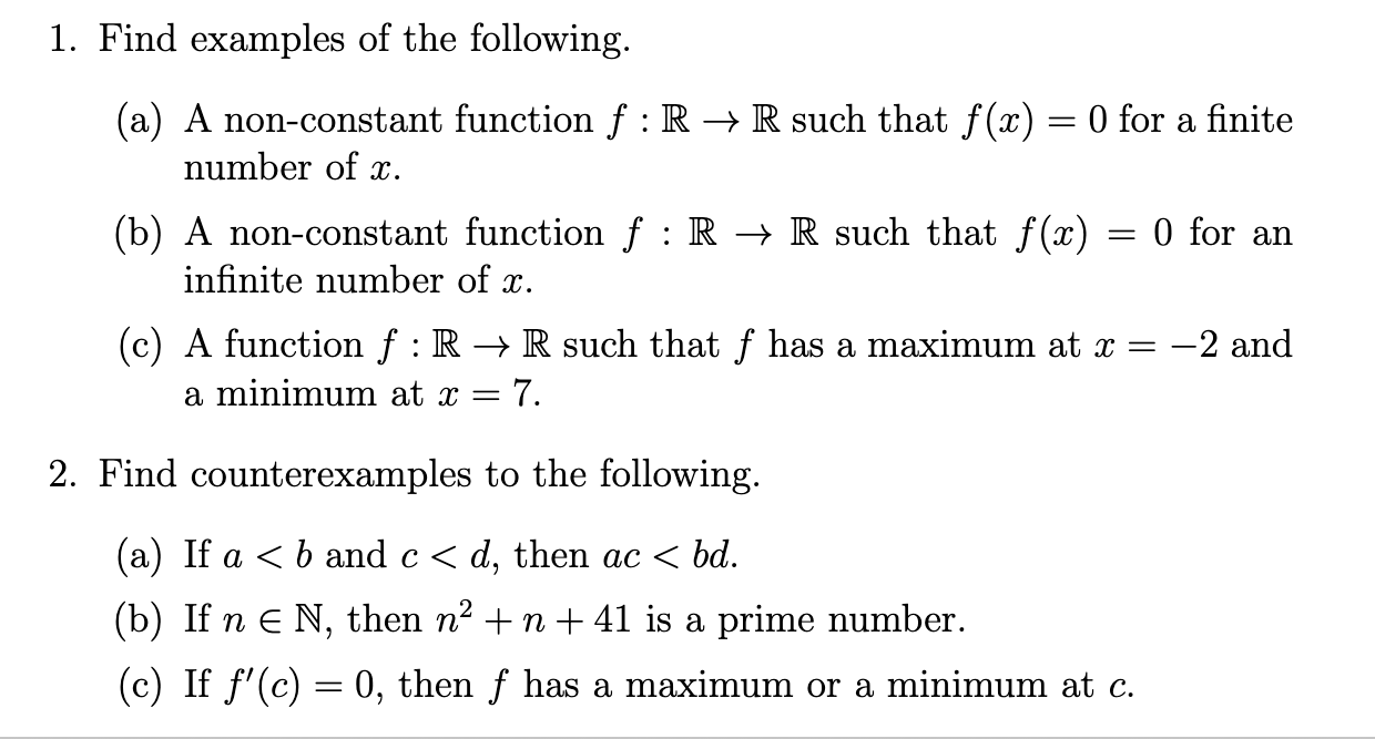 Solved Find examples of the following.(a) ﻿A non-constant | Chegg.com