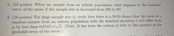 Solved 2. (10 points) When we sample from an infinite | Chegg.com