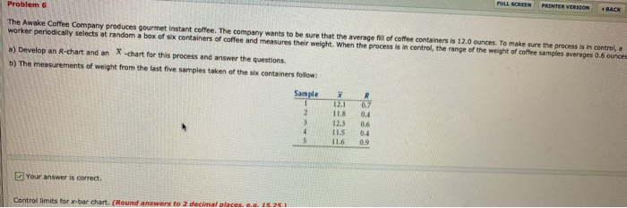 Solved Problem 6 FULL SCREEN PRINTER VERSION BLACK The Awake | Chegg.com