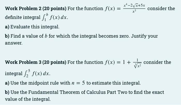 Solved Work Problem 2 (20 points) For the function | Chegg.com