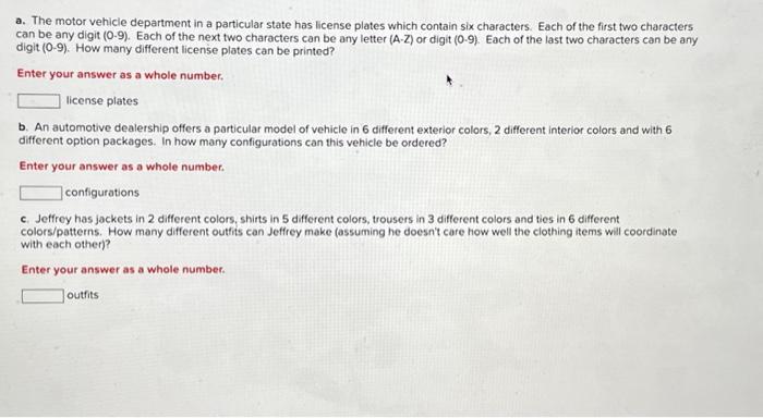 Solved a. The motor vehicie department in a particular state | Chegg.com