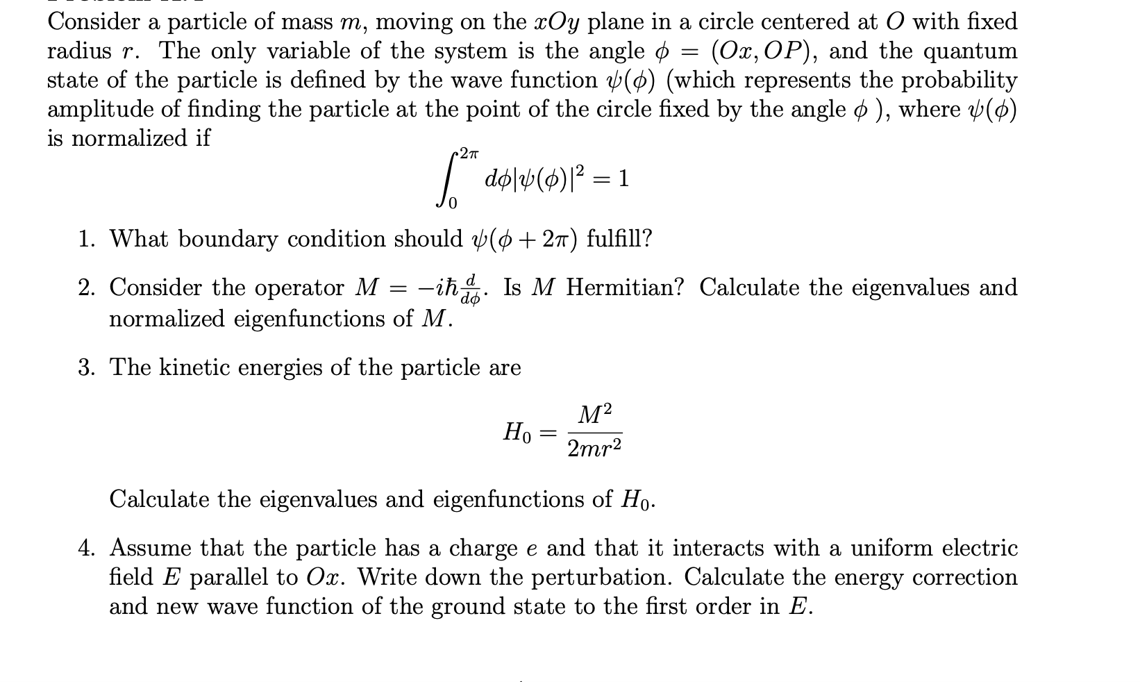 Solved Consider a particle of mass m, ﻿moving on the xOy | Chegg.com