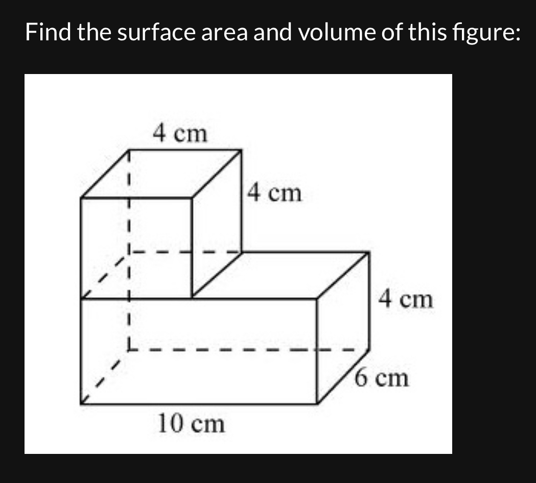 Solved Find the surface area and volume of this figure: | Chegg.com