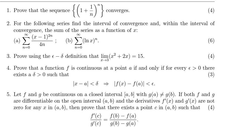 Solved 1. Prove that the sequence {(1+)"} converges. 2. For | Chegg.com
