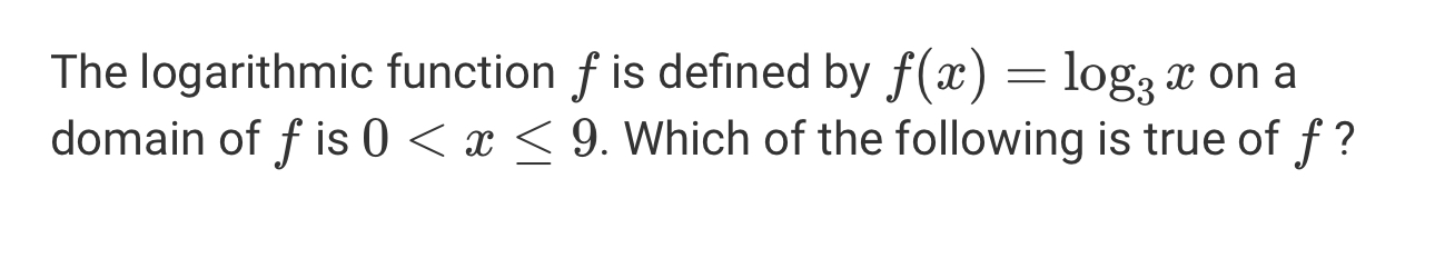 Solved The logarithmic function f ﻿is defined by f(x)=log3x | Chegg.com
