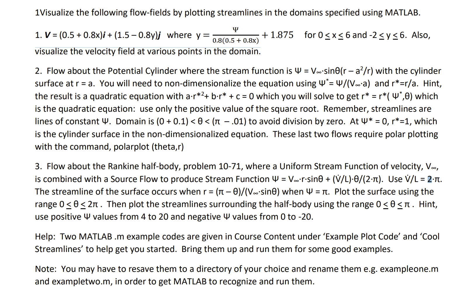 Solved 1Visualize the following flow-fields by plotting | Chegg.com