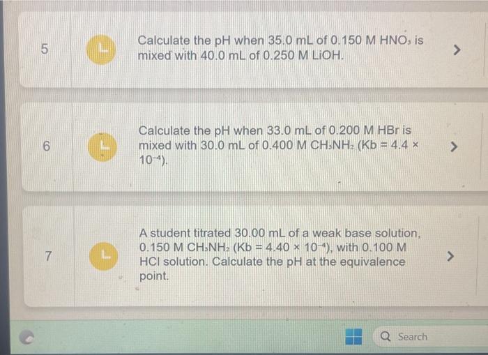 Solved A student was titrating a solution of HC⋅H2O2 with a | Chegg.com