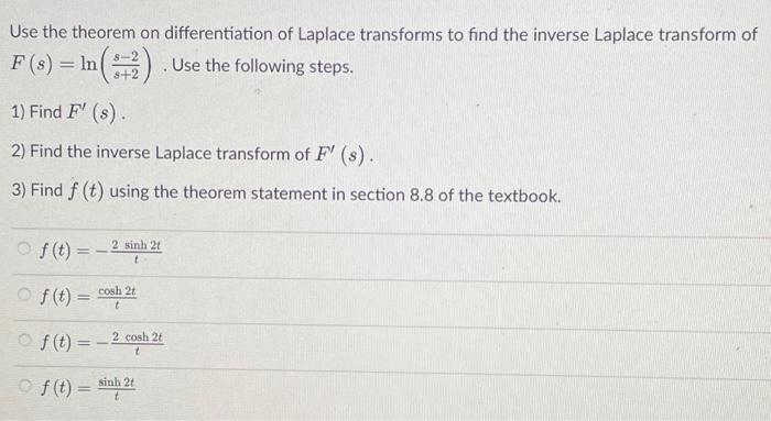 Solved Use the theorem on differentiation of Laplace | Chegg.com