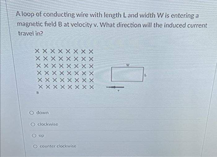 Solved A loop of conducting wire with length Land width W is | Chegg.com