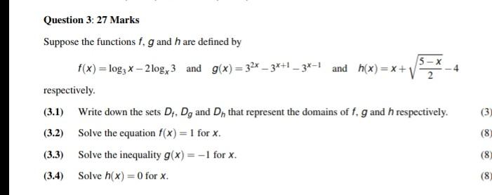 Solved Suppose the functions f,g and h are defined by | Chegg.com