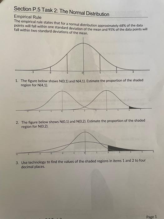 Solved Section P.5 Task 2: The Normal Distribution Empirical | Chegg.com