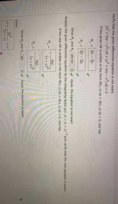 Solved Verify that the given differential equation is not | Chegg.com