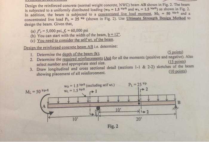 Solved Design the reinforced concrete (normal weight | Chegg.com