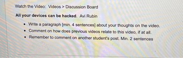 Solved Watch the Video: Videos > Discussion Board All your | Chegg.com