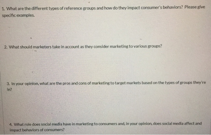 Solved 1. What are the different types of reference groups | Chegg.com