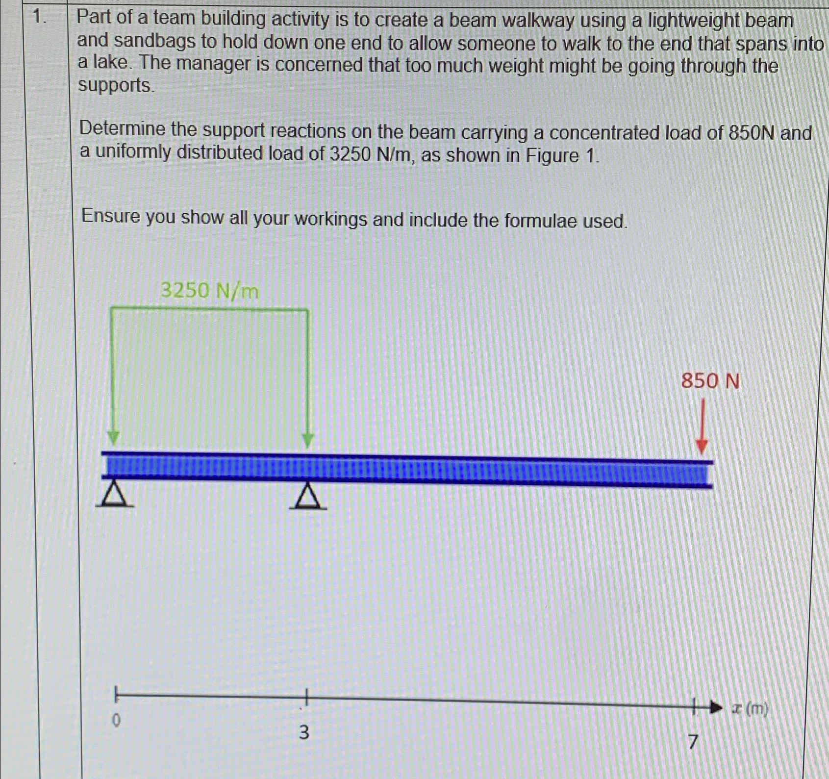 Solved Part of a team building activity is to create a beam | Chegg.com