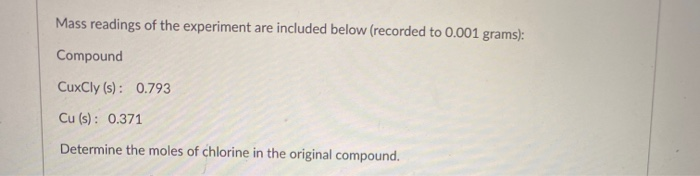 Solved Mass readings of the experiment are included below | Chegg.com