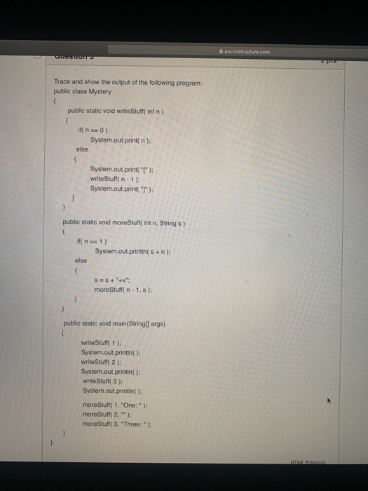 Solved asu Instructure.com Trace and show the output of the | Chegg.com