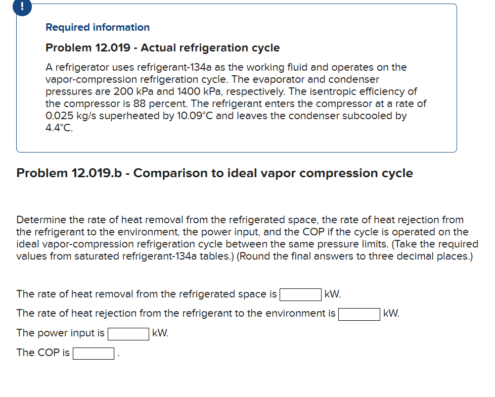 Solved \( ! \) ﻿Required information Problem 12.019 - | Chegg.com
