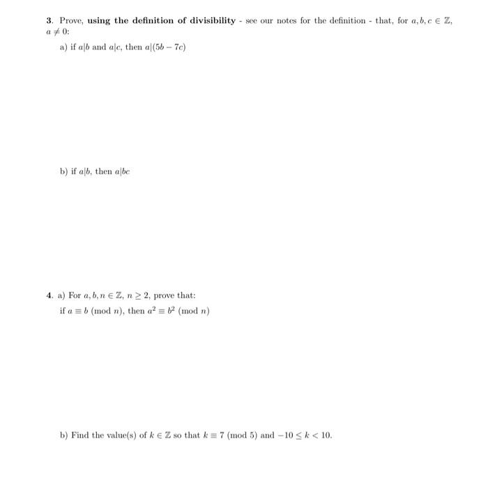Solved 3. Prove, using the definition of divisibility - see | Chegg.com