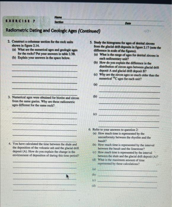 Radiometric Dating and Geologic Ages (Continued) 2. | Chegg.com