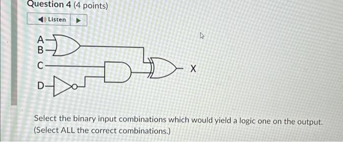 Solved Question 4 (4 points) 1) Listen AB C I C- D- X E | Chegg.com
