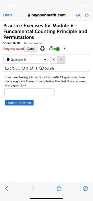 Solved Done myopenmath.com AAC Practice Execises for Module | Chegg.com
