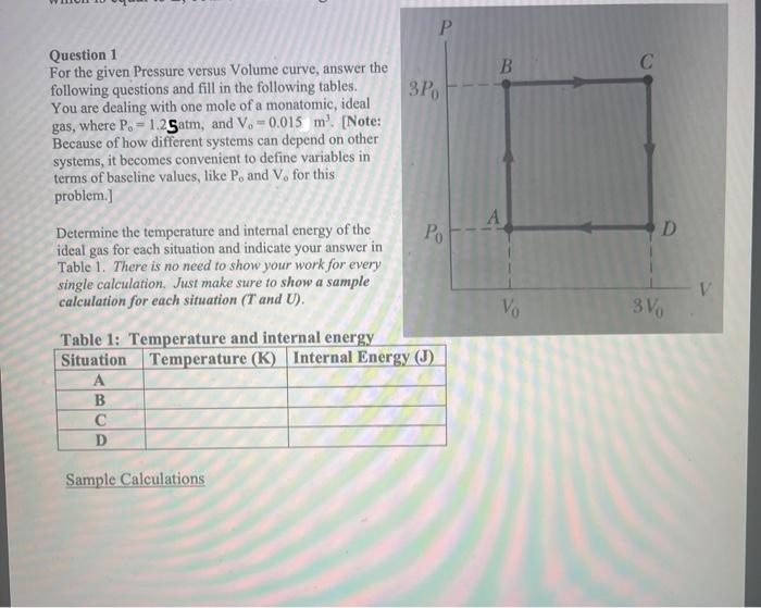 Solved Question 1 For the given Pressure versus Volume | Chegg.com