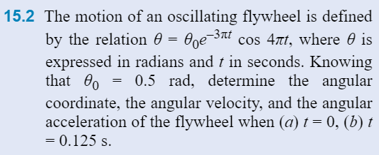 Solved 15.2 ﻿The motion of an oscillating flywheel is | Chegg.com