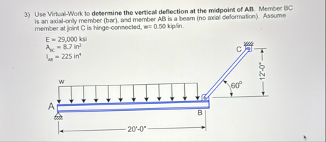 Solved Use Virtual-Work to determine the vertical deflection | Chegg.com