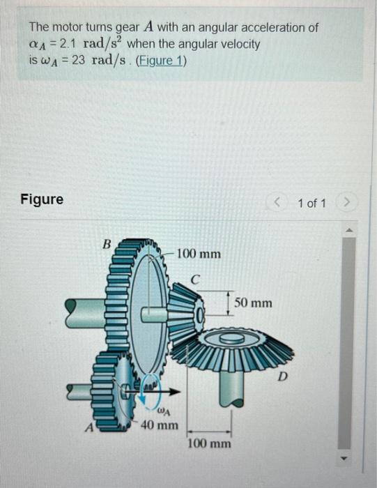 Solved The motor turns gear A with an angular acceleration | Chegg.com